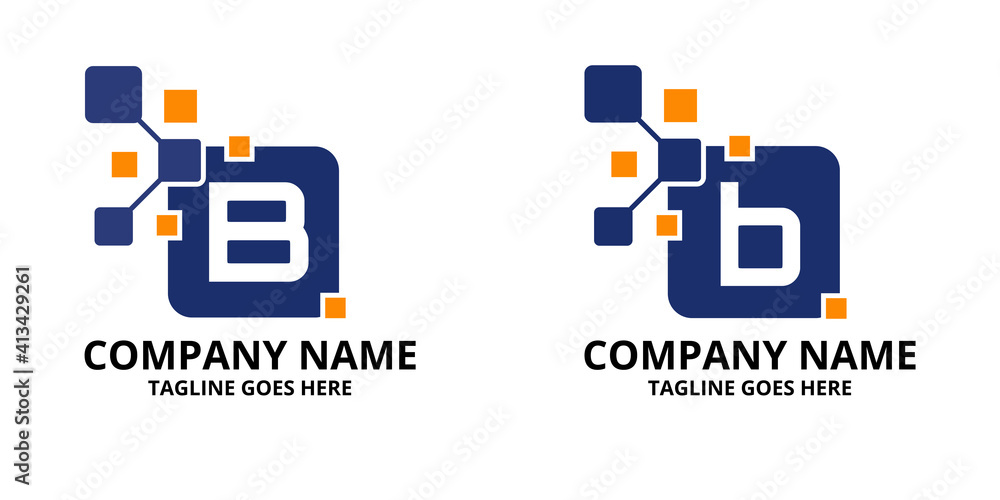 Set B Letter pixels logo initial design template. Illustration vector ...