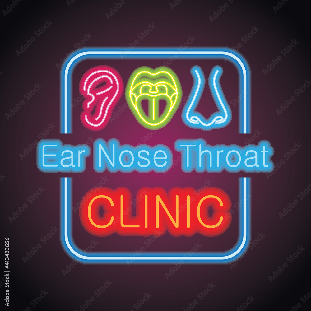 ear nose throat (ENT) neon sign plank for Otolaryngologists clinic ...