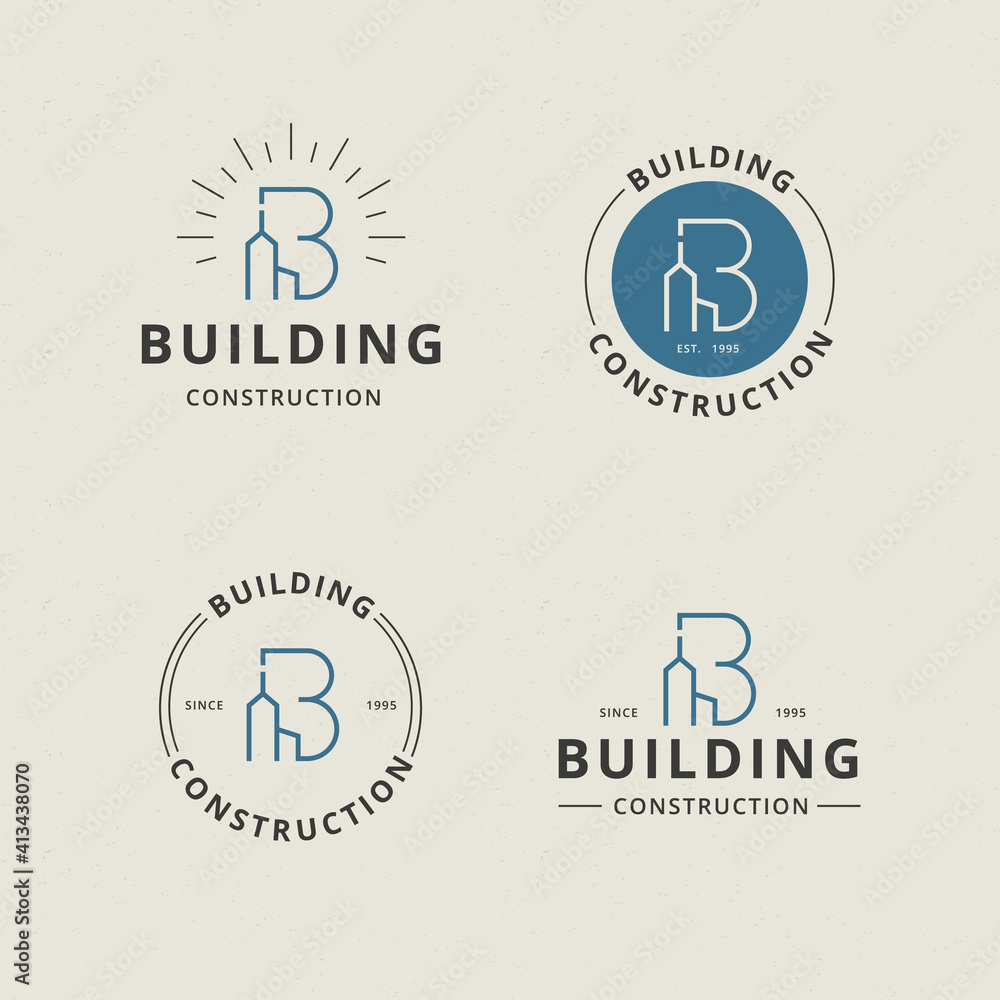 Letter B with abstract building line logo template Stock Vector | Adobe ...