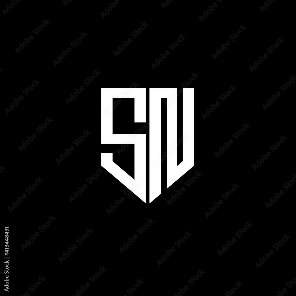 SN letter logo design with black background in illustrator, modern ...