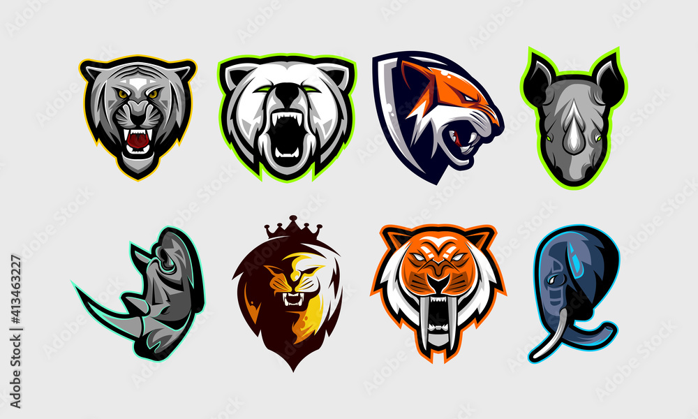 Bundle of Animal vector mascot logo design Stock Vector | Adobe Stock
