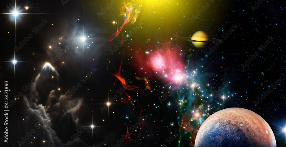 stellar explosion behind star clusters. High resolution galaxy ...