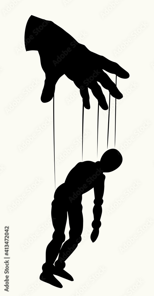 Man is a puppet. Vector drawing Stock Vector | Adobe Stock