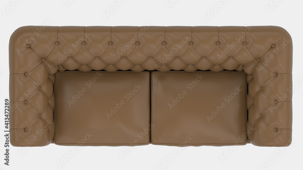 Sofa top view isolated on background. 3d rendering - illustration Stock ...