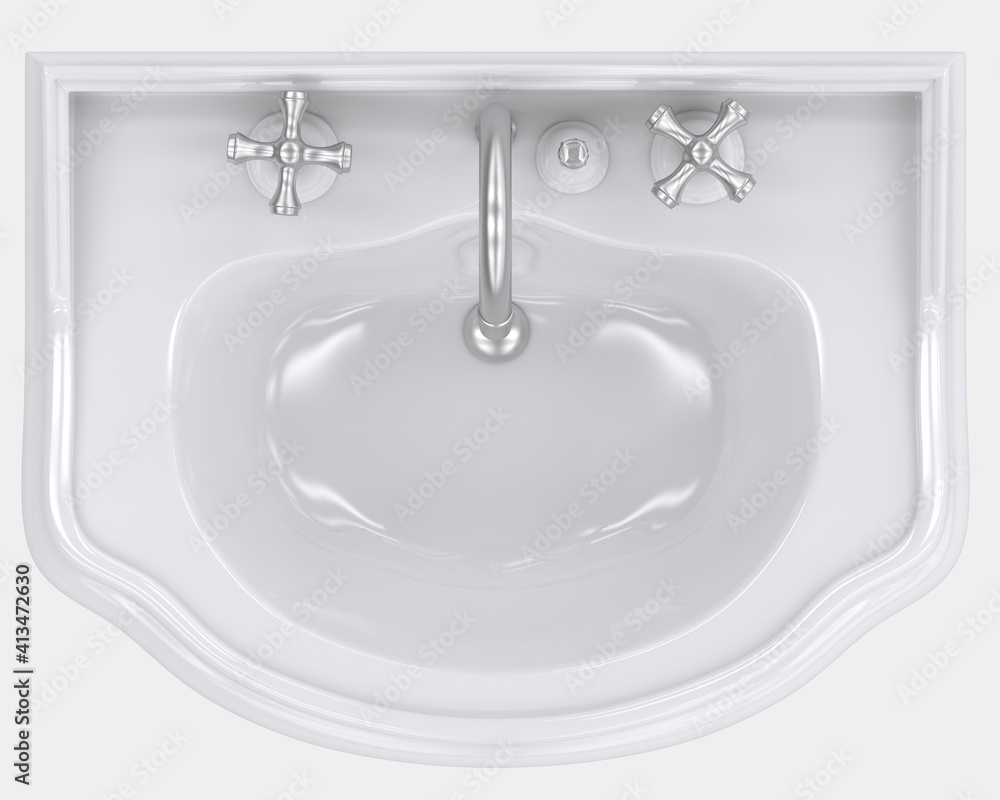 Basin top view isolated on background. 3d rendering - illustration ...
