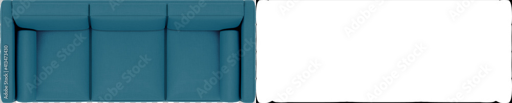 Sofa top view isolated on background with mask. 3d rendering ...