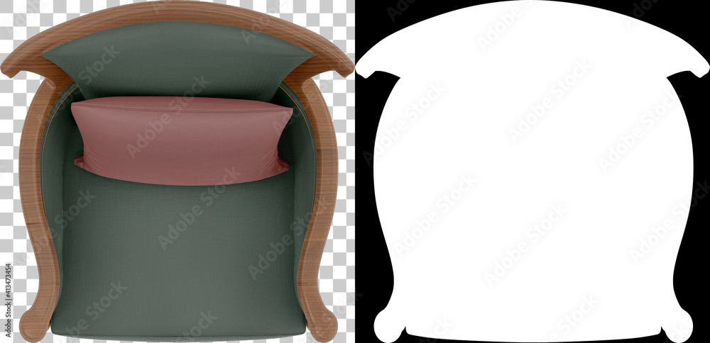 Armchair top view isolated on background with mask. 3d rendering ...