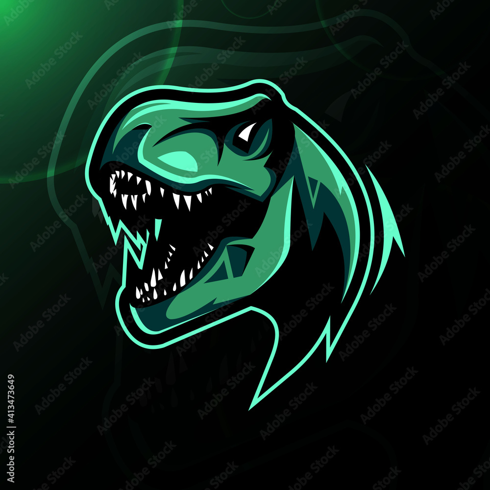 Head T-rex mascot logo e-sport design Stock Vector | Adobe Stock