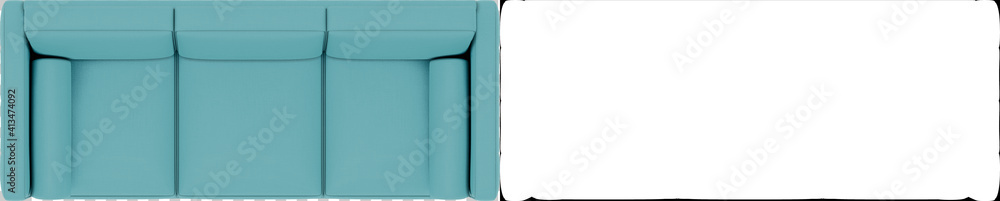 Sofa top view isolated on background with mask. 3d rendering ...