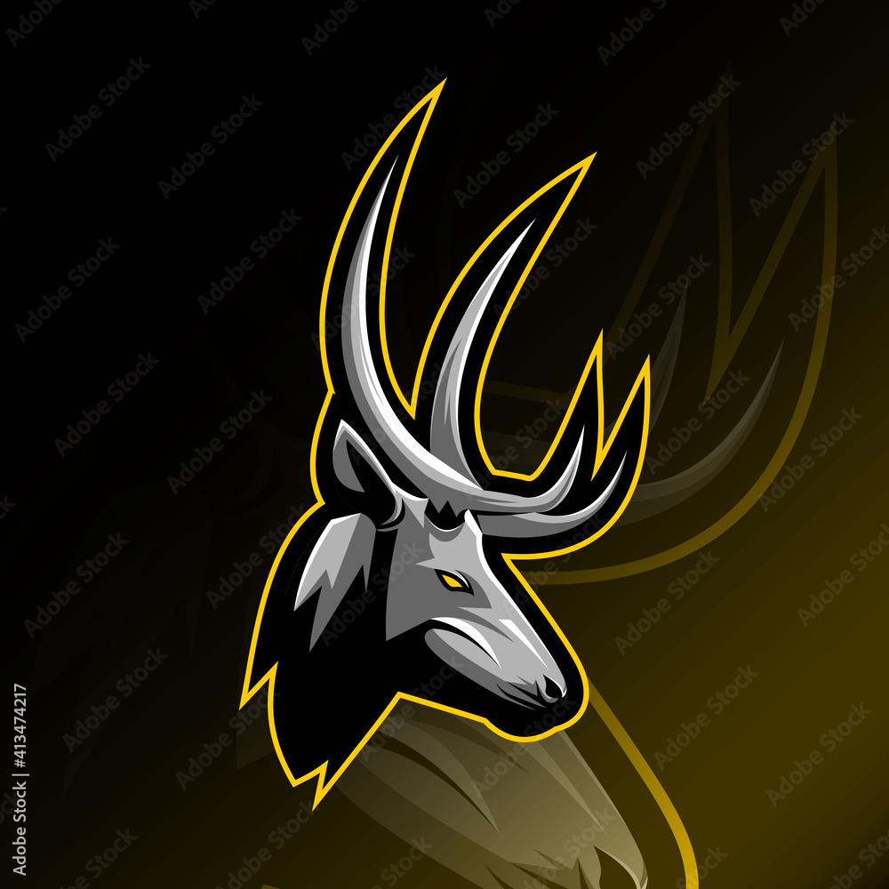 Head buffalo mascot logo e-sport design Stock Vector | Adobe Stock
