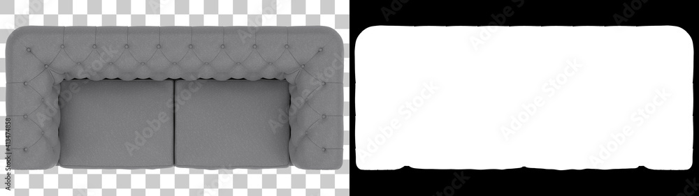Sofa top view isolated on background with mask. 3d rendering ...