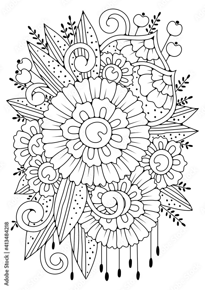 Art therapy coloring page for children and adults. Illustration with ...
