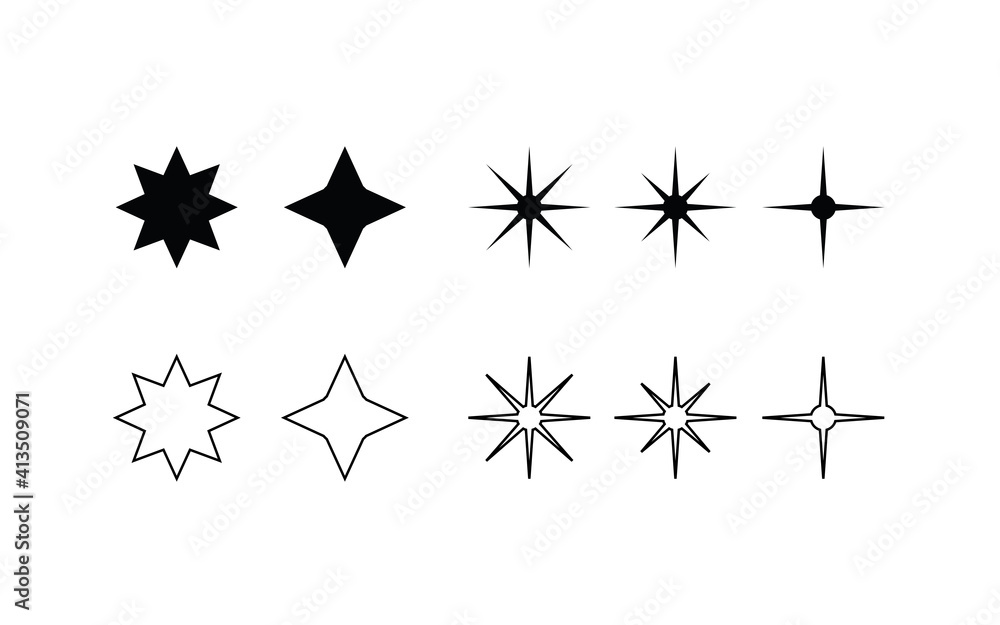 Star icons. Twinkling stars. Sparkles, shining burst. Christmas vector ...