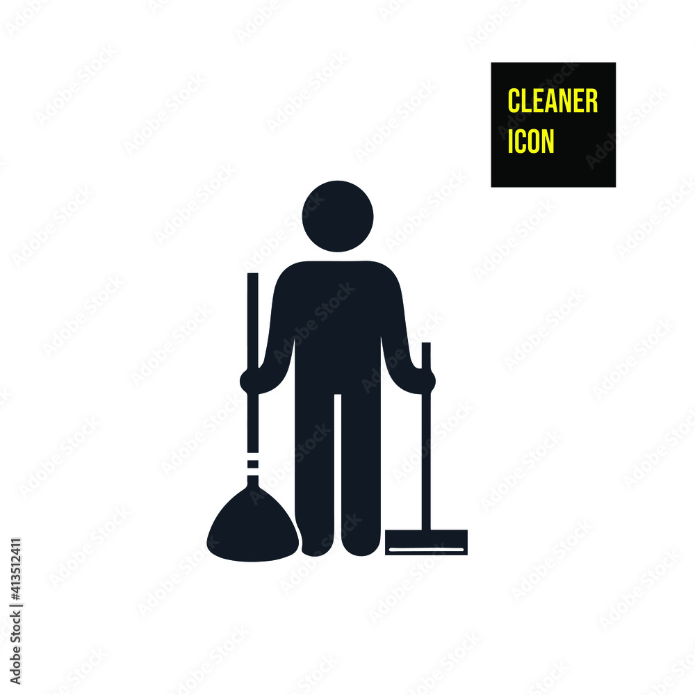 Cleaner icon stick figure pictogram stock illustration. The human ...