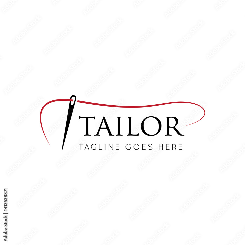 Vetor de Tailor logo luxury needle and thread icon, sewing silhouette ...