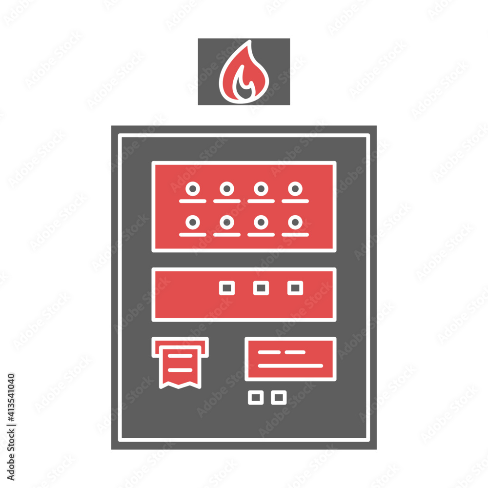 Icon of control panel fire alarm, control panel for smoke detector and ...
