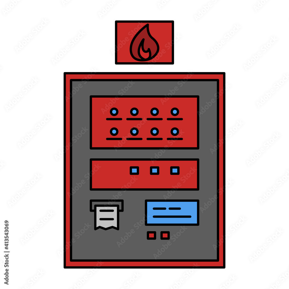 Icon of control panel fire alarm, control panel for smoke detector and ...