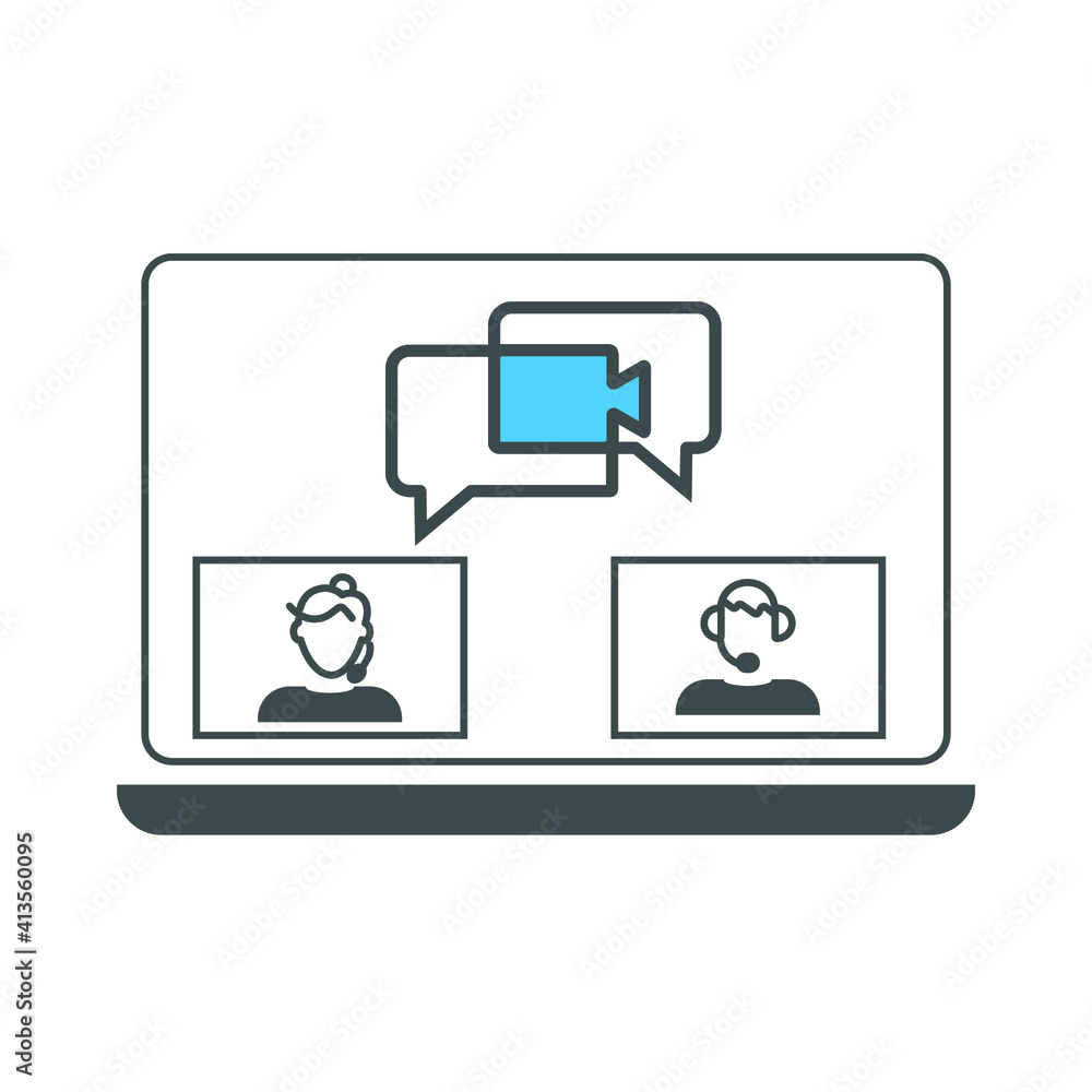 Video call between two employees icon logo vector illustration. Video ...