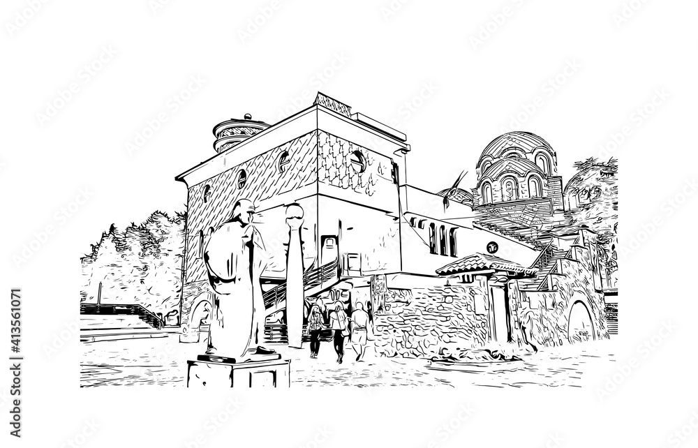 Building view with landmark of North Macedonia is the country in the ...