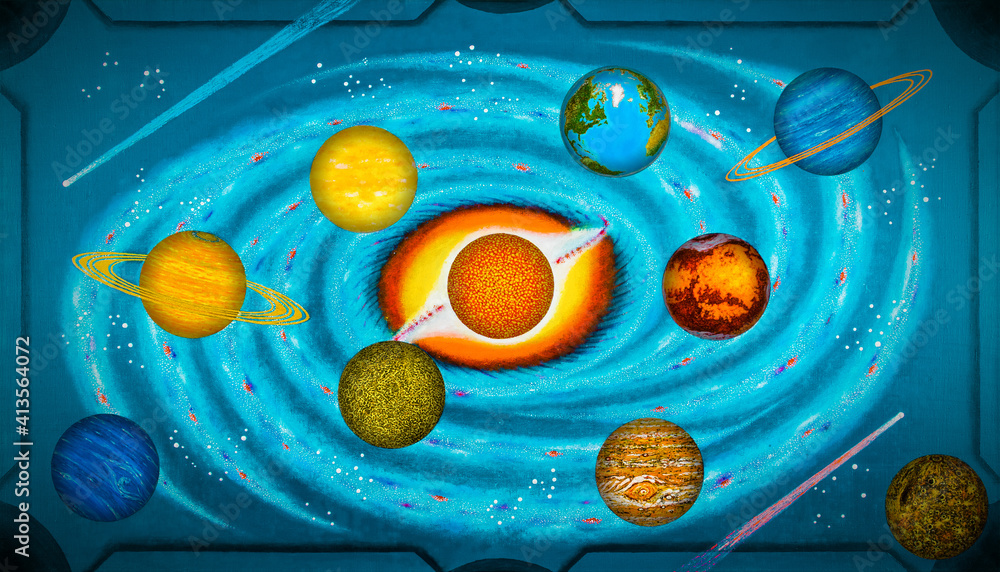 Party in billiards. The solar system on the background of the Milky Way ...