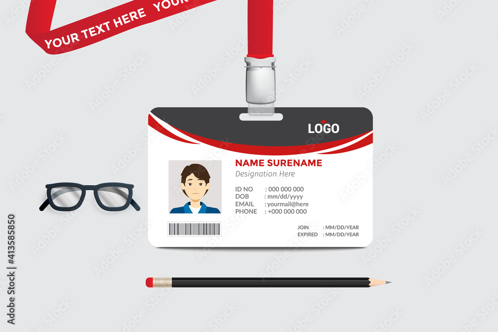 Simple Id card design template, clean and smooth,eps 10. Stock Vector ...