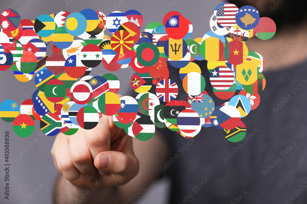 Global communication and international messaging concept, national ...