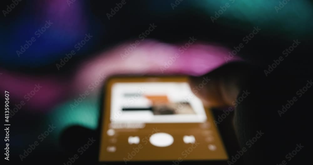 Smartphone music streaming application - blurry defocused concept ...