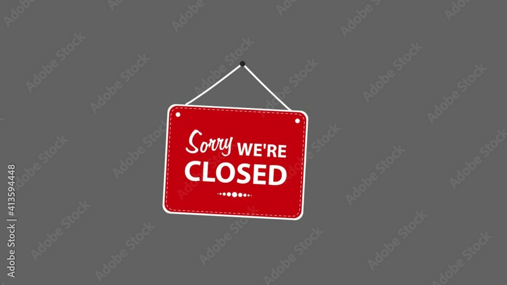 Closed sign - Closed door sign animated cartoon vector animation on ...