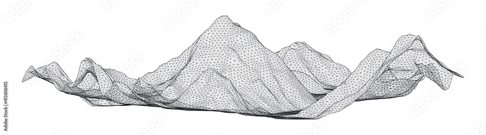 K2 Mountain wireframe 3d model render - accurate model made from ...