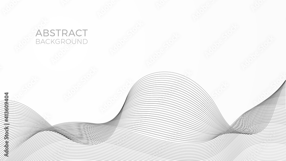 Geometric background with black waves, modern linear web template ...