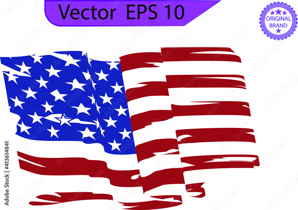 Waving flag of the United States of America. Waving USA Flag. American ...