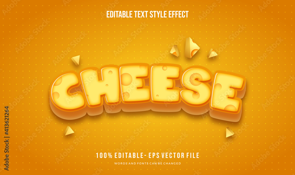 cheese theme text style. Vector editable text style effect. Stock ...
