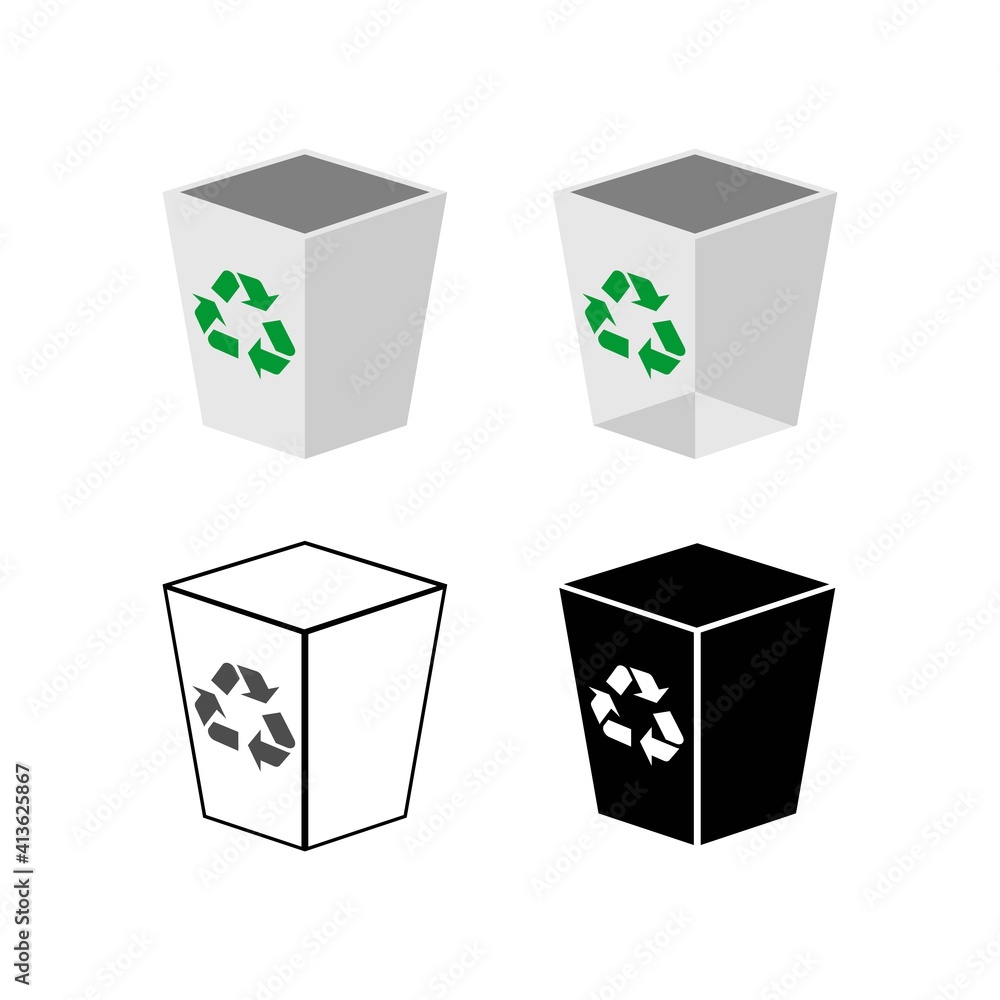 recycle bins vector icon set isolated on white Stock Vector | Adobe Stock