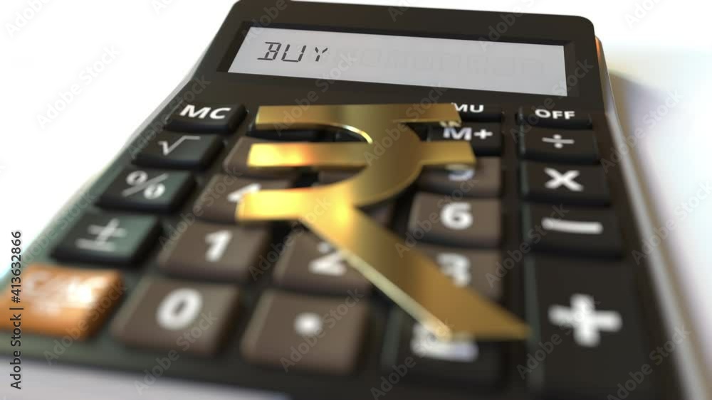 Rupee money symbol on the keys and BUY text on calculator display ...
