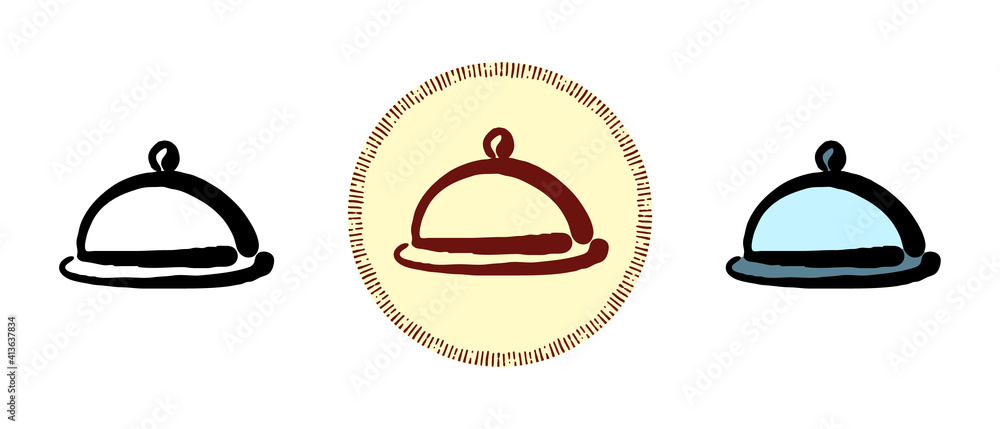 This is a set of icons with a different style of serving plate. Contour ...