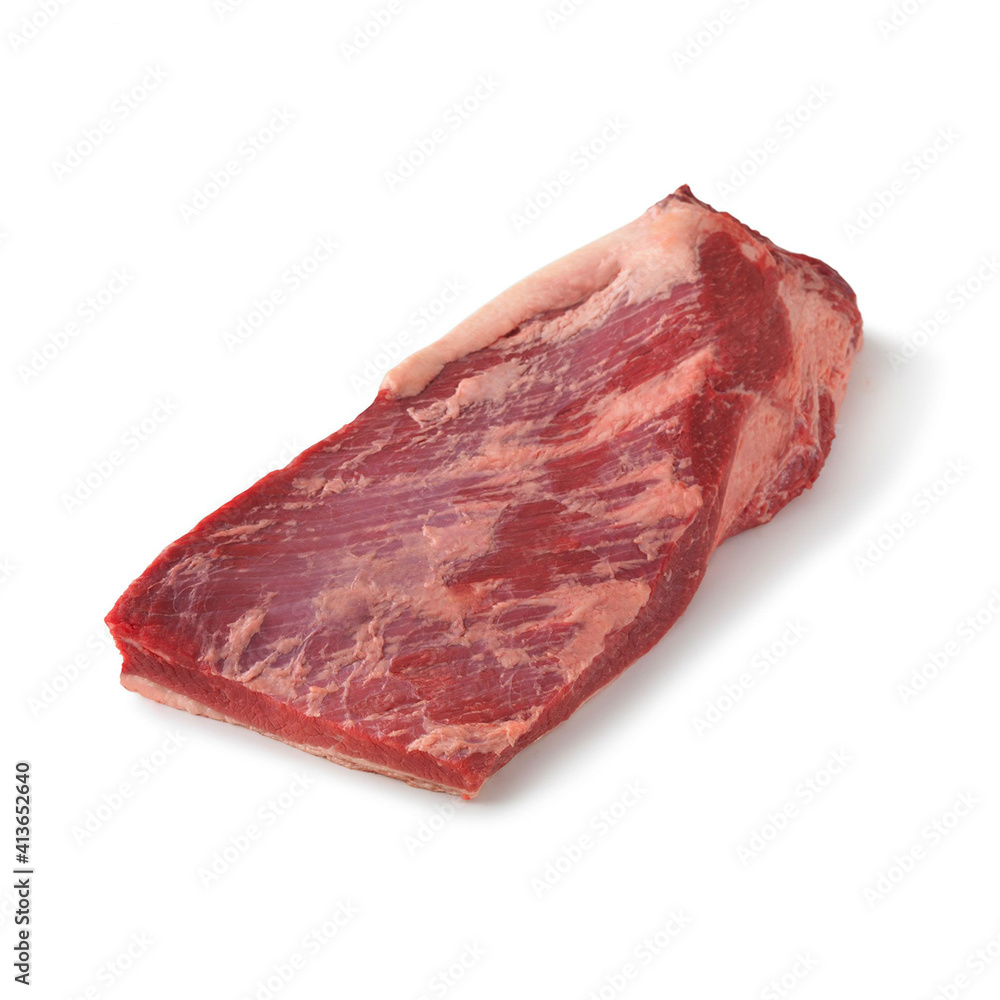 Close Up View of Fresh Raw Beef Whole Brisket Cut in Isolated White ...