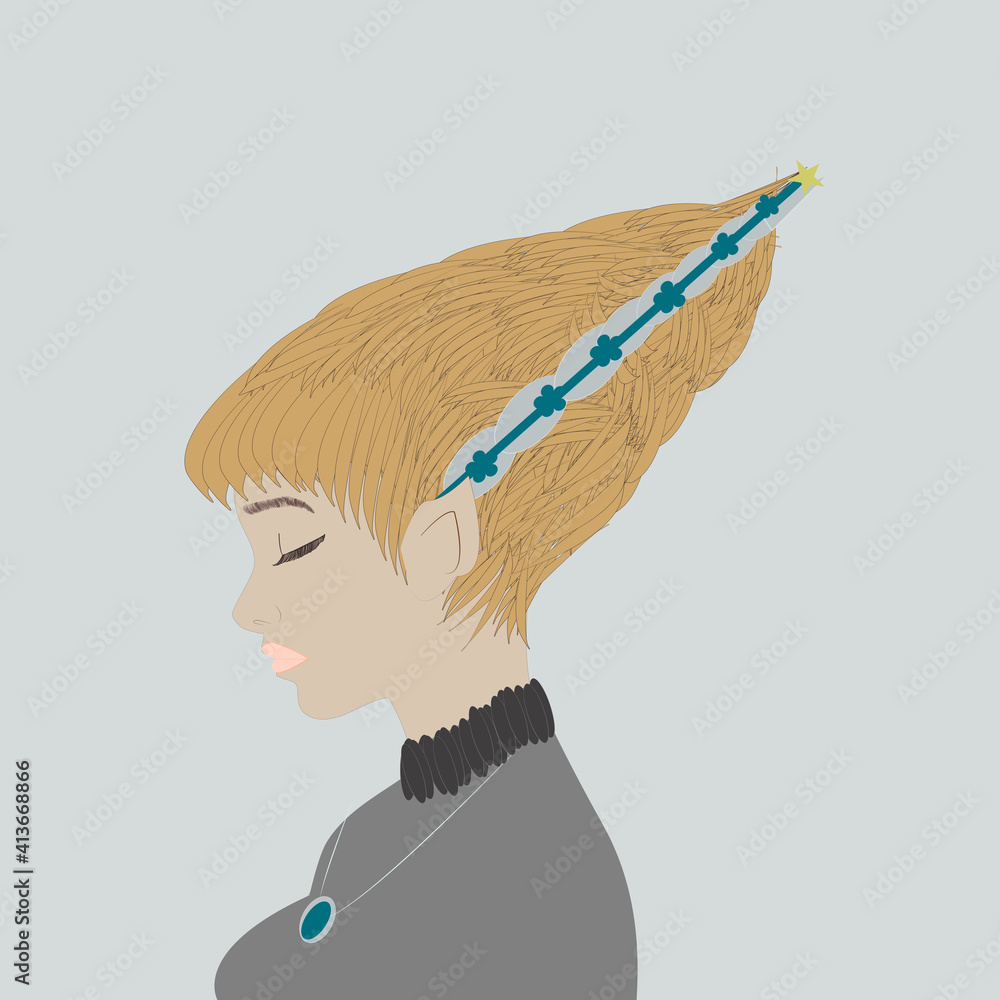 Portrait of a mysterious woman with a fantastic, vector design ...
