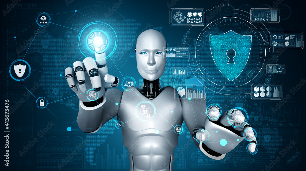 AI robot using cyber security to protect information privacy ...