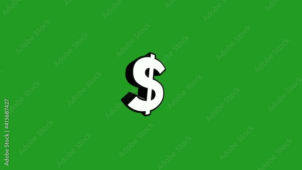 3D Dollar signs symbol 4k animation on green screen background.Rain of ...