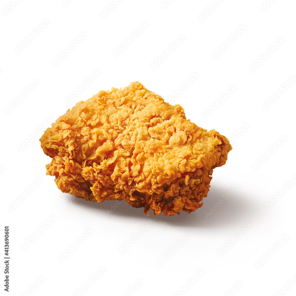 one Fried chicken breast isolated on white background Stock Photo ...