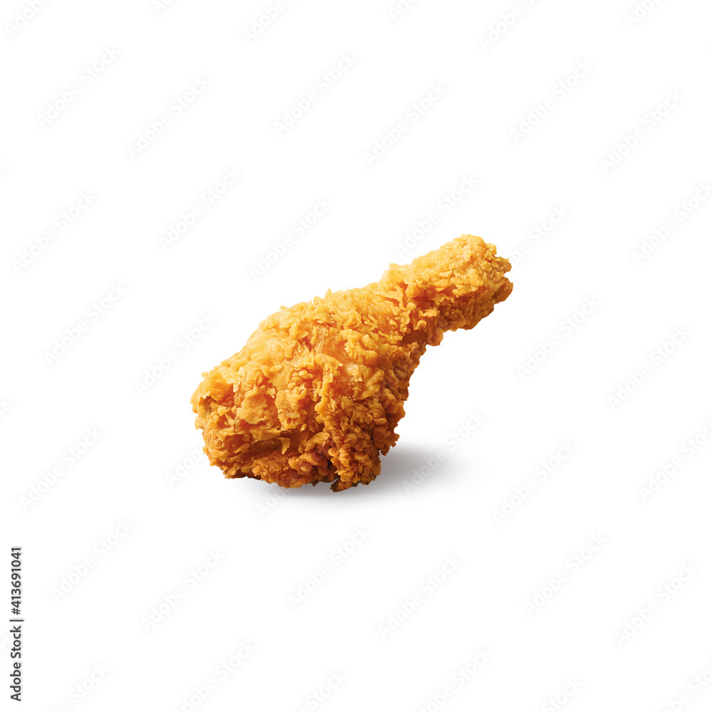 One Fried chicken leg Isolated on white background Stock Photo | Adobe ...