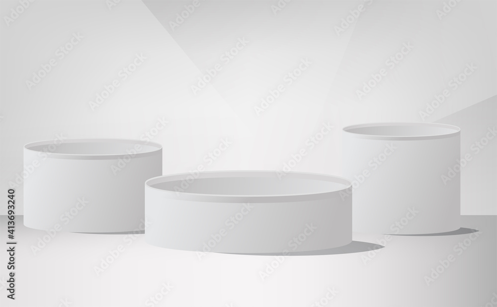 Grey and White 3d platform studio minimal scene with render platform ...