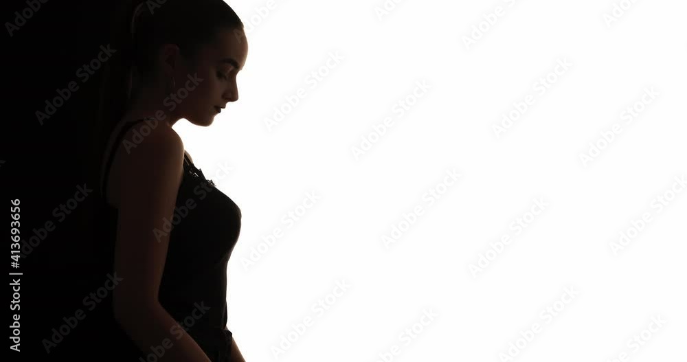 Woman silhouette. Feminine tenderness. Beauty wellbeing. Advertising ...