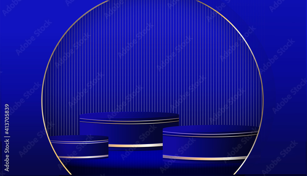 Classic Blue Pedestal with hints of gold lines and outer round ...
