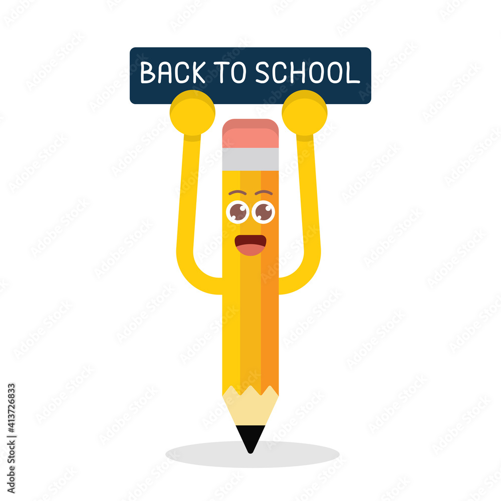 Pencil Character Back to School Cute Icon, and illustration Vector ...