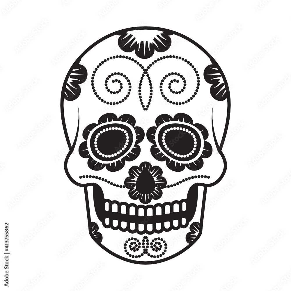 Mexican Circular Skill Calaveras Pattern Stock Vector | Adobe Stock