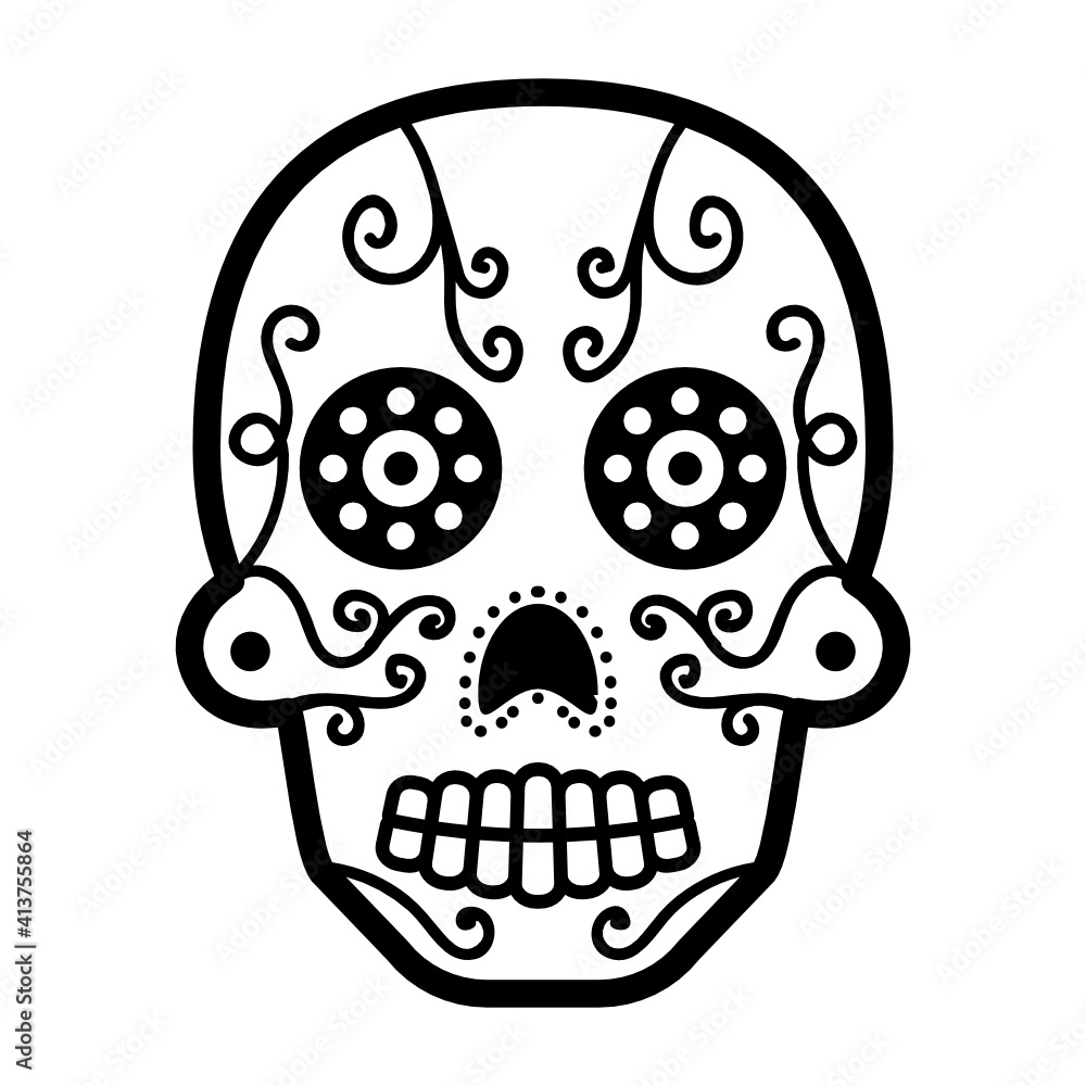 Mexican Circular Skill Calaveras Pattern Stock Vector | Adobe Stock
