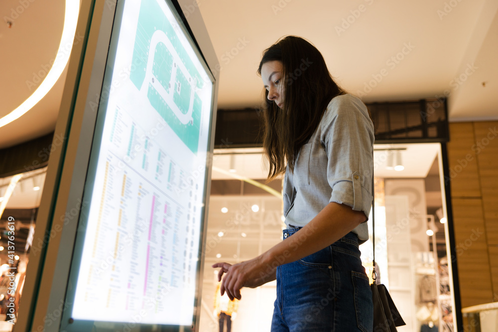 Navigation info panel in the shopping center, building plan with the ...