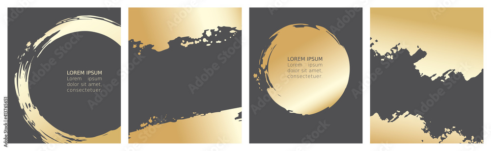 Collection of labels or cards. Vector illustration, set of dark grey ...