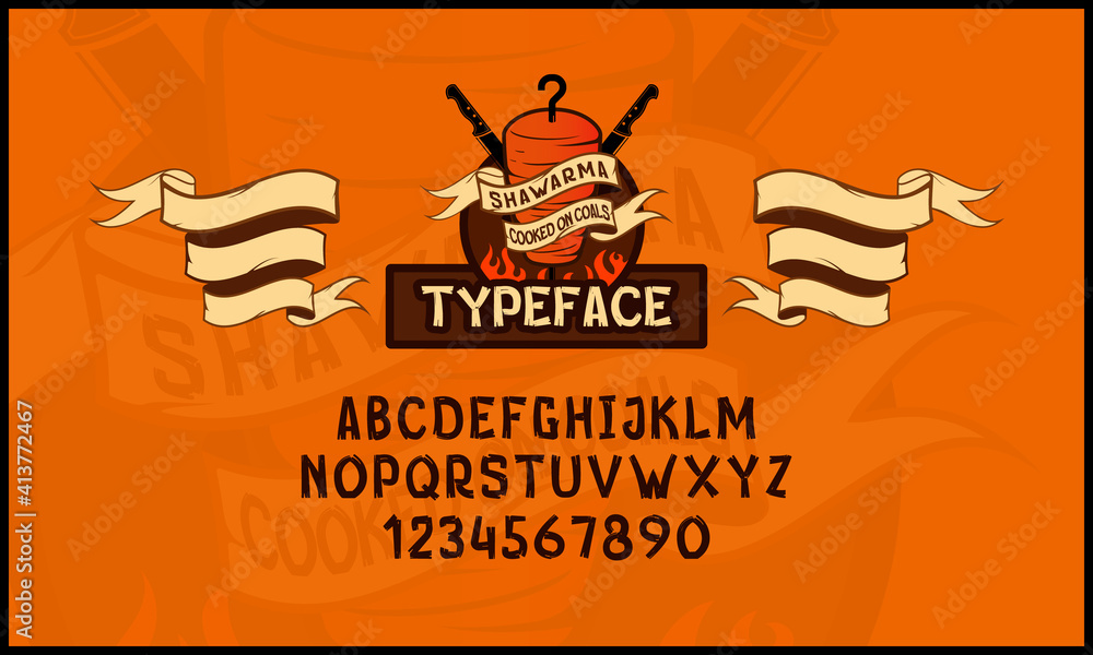 Hand Made Font, shawarma. Custom handwritten alphabet. Stock Vector ...